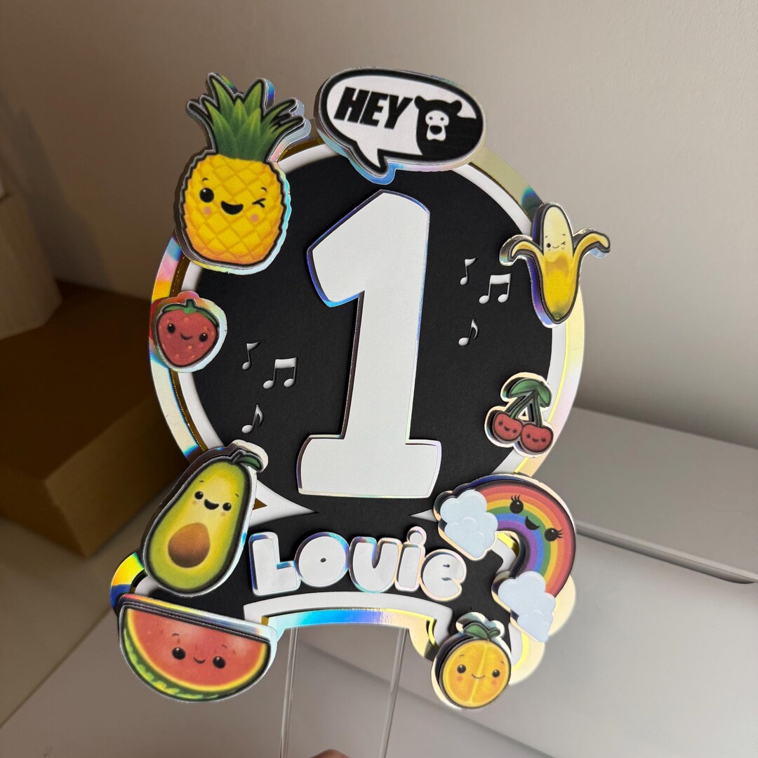 Personalised Dancing Fruit Cake Topper, 1st Birthday Cake Topper ...