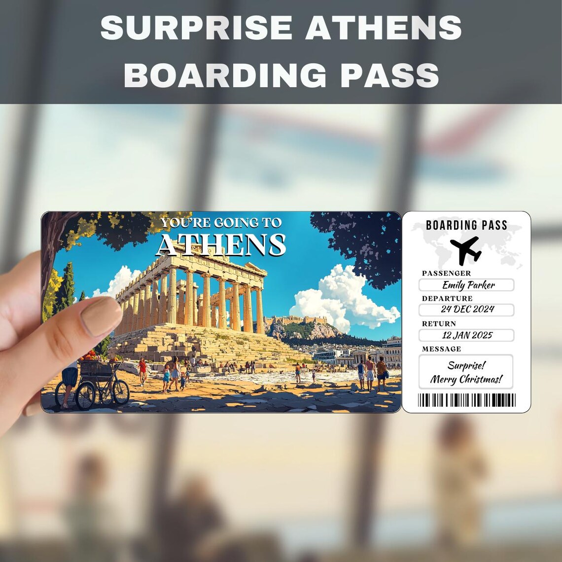 Athens Greece Trip Surprise Gift Ticket | You're Going to Athens Greece ...