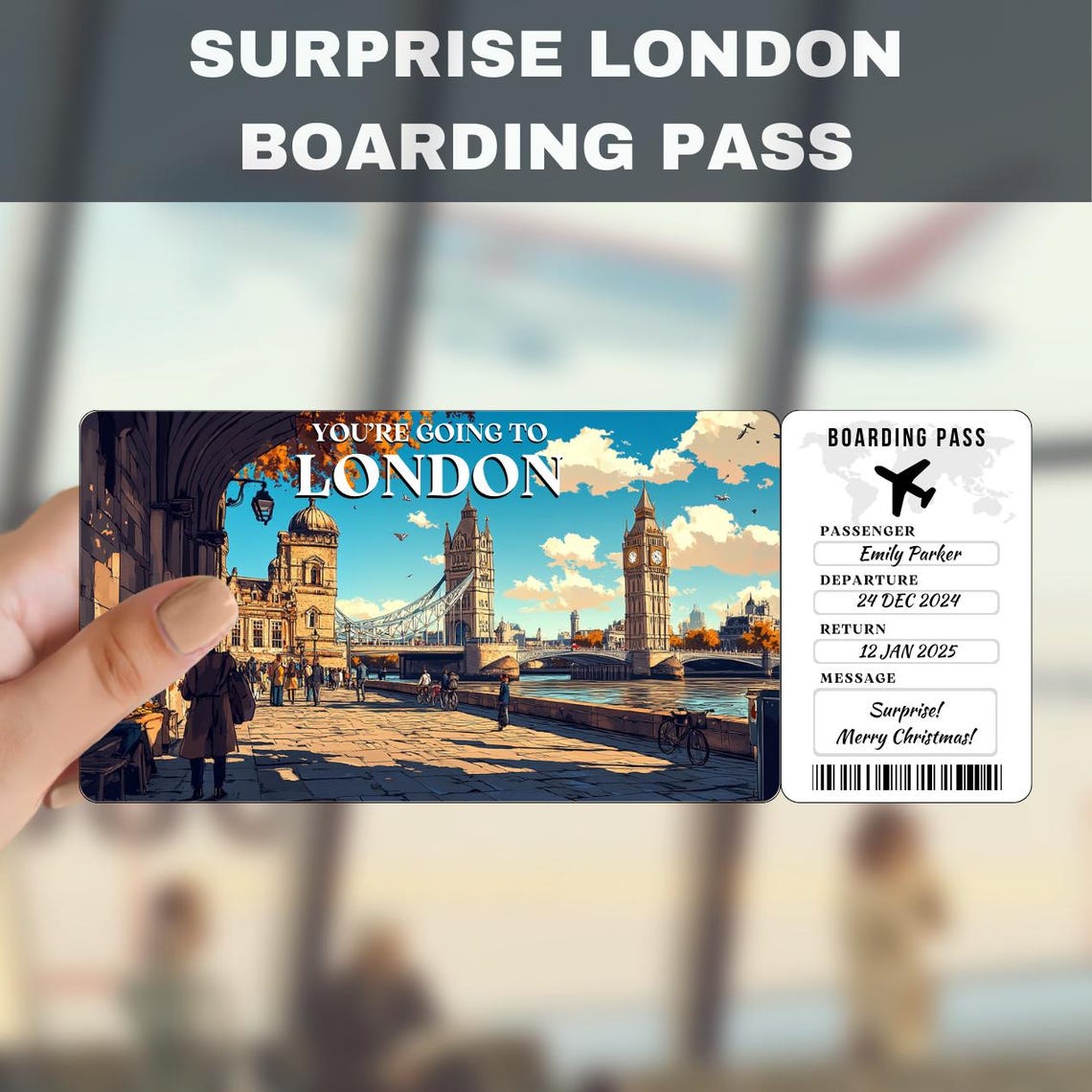 London, UK Trip Surprise Gift Ticket | You're Going to London, UK ...