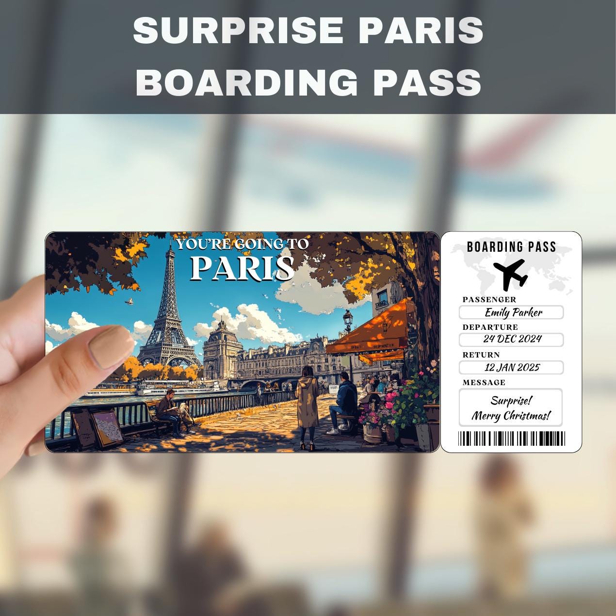 Paris, France Trip Surprise Gift Ticket | You're Going to Paris, France ...