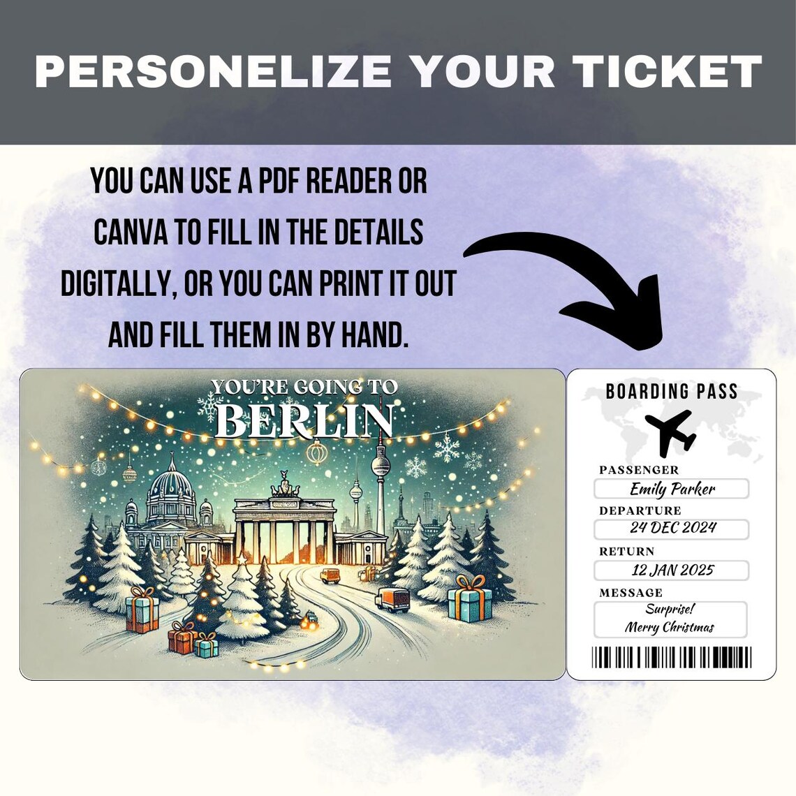 Berlin, Germany Trip Surprise Gift Ticket You're Going to Berlin ...