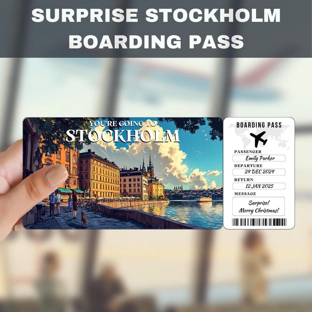 Stockholm Sweden Trip Surprise Gift Ticket | You're Going to Stockholm ...