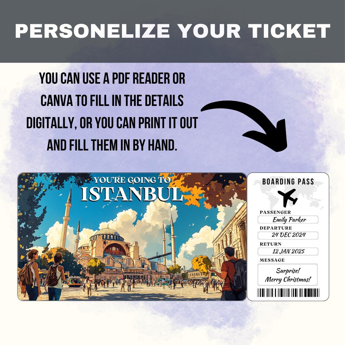 Istanbul Turkey Trip Surprise Gift Ticket | You're Going to Istanbul ...