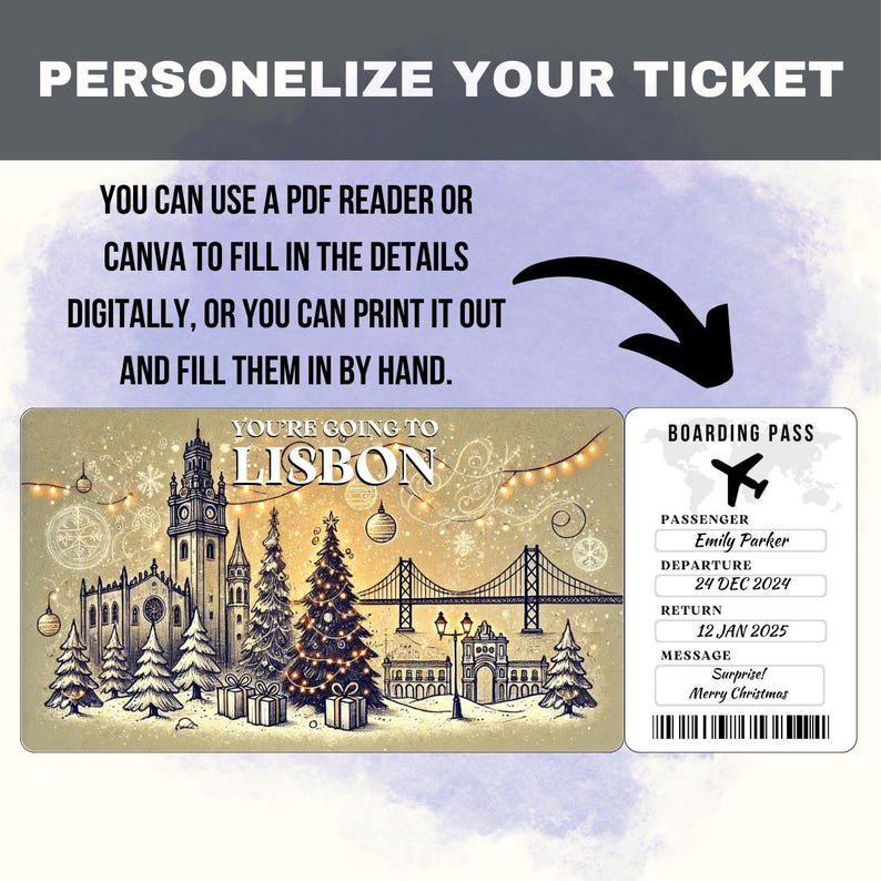 Lisbon, Portugal Trip Surprise Gift Ticket | You're Going to Lisbon ...