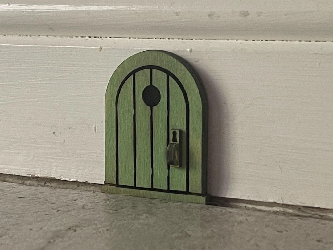 Handcrafted Painted Mouse Door: Coastal Sage Green 2” Miniature Decor ...