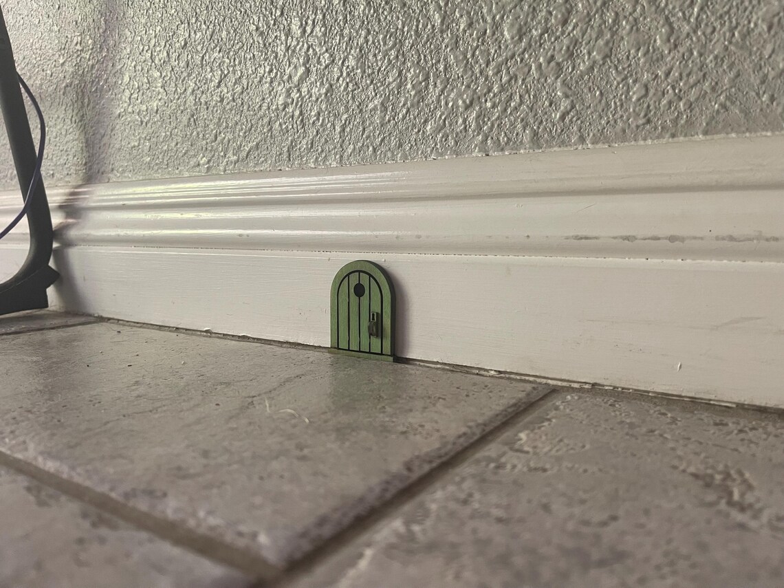 Handcrafted Painted Mouse Door: Coastal Sage Green 2” Miniature Decor ...