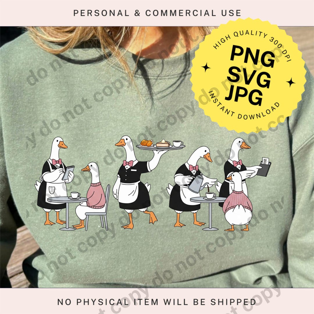 Server Sublimation Png Funny Goose Printable Wall Art Vintage Waitress ...