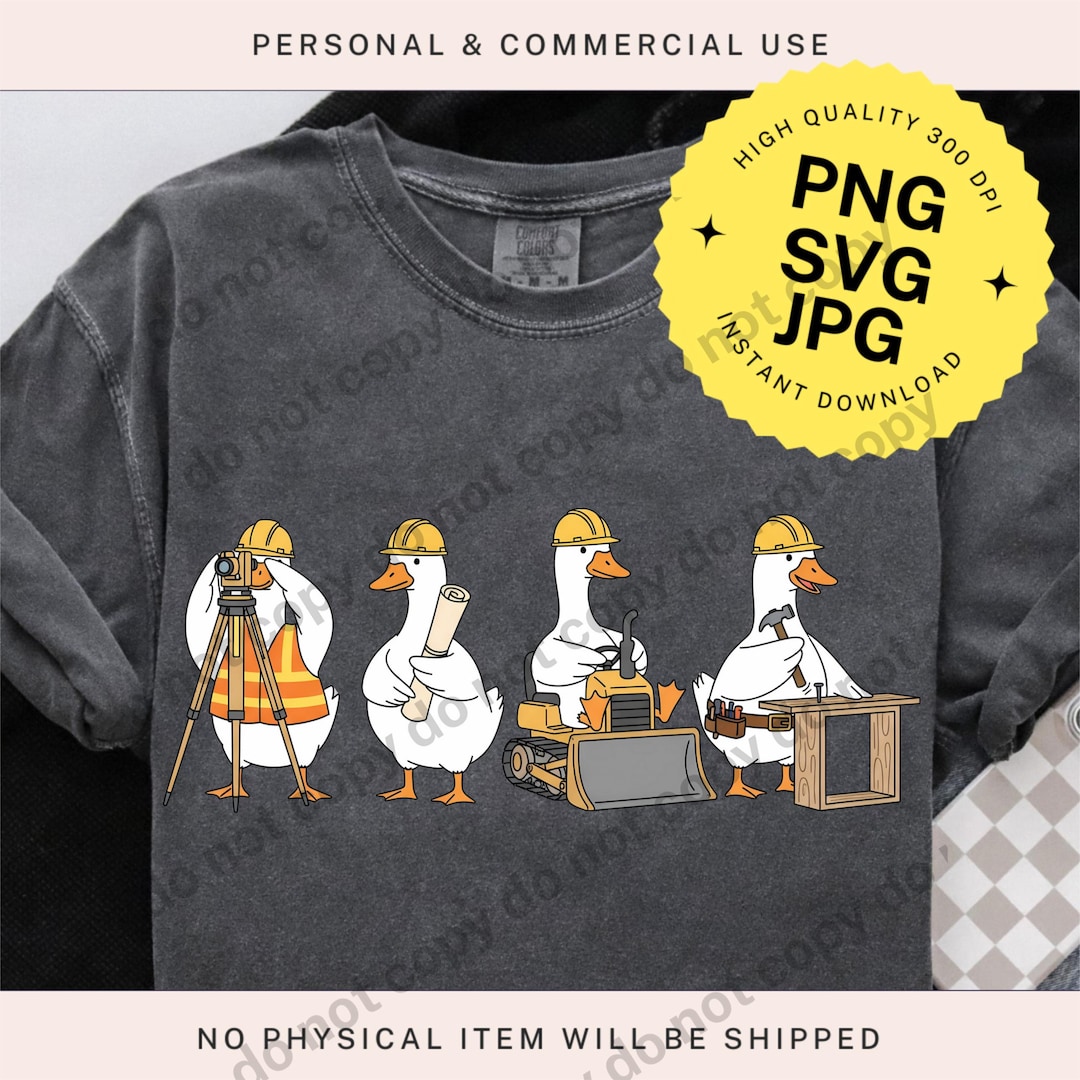Construction Goose SVG PNG JPG Foreman Clipart Cute Animal Builder ...