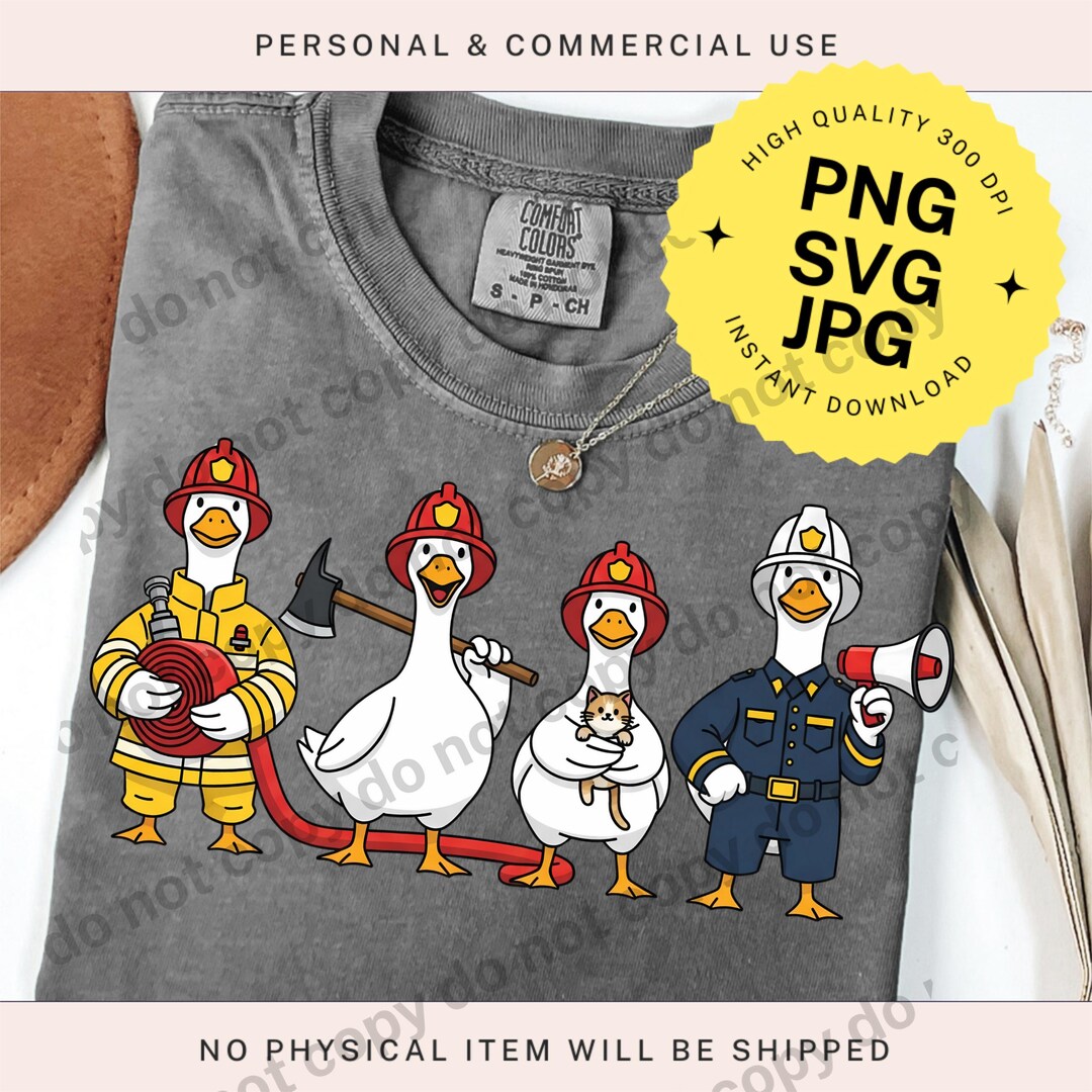 Funny Firefighter SVG Png for Emergency Medical Tech Gift Vintage Fire Dept Humor Cut File Goose ...