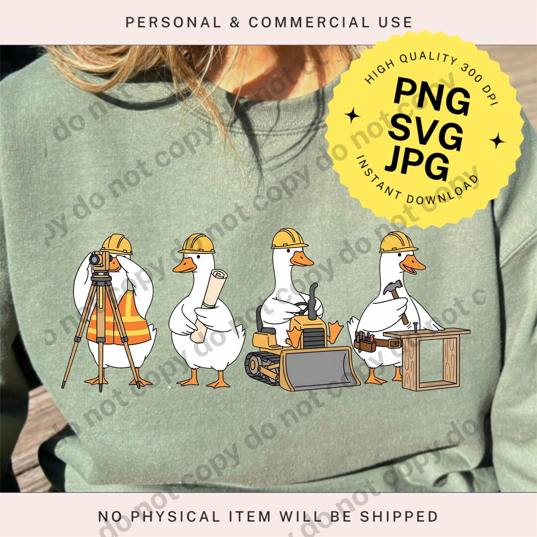 Handyman Goose Svg Png JPG DIY Fixer Clipart Cute Animal Builder ...