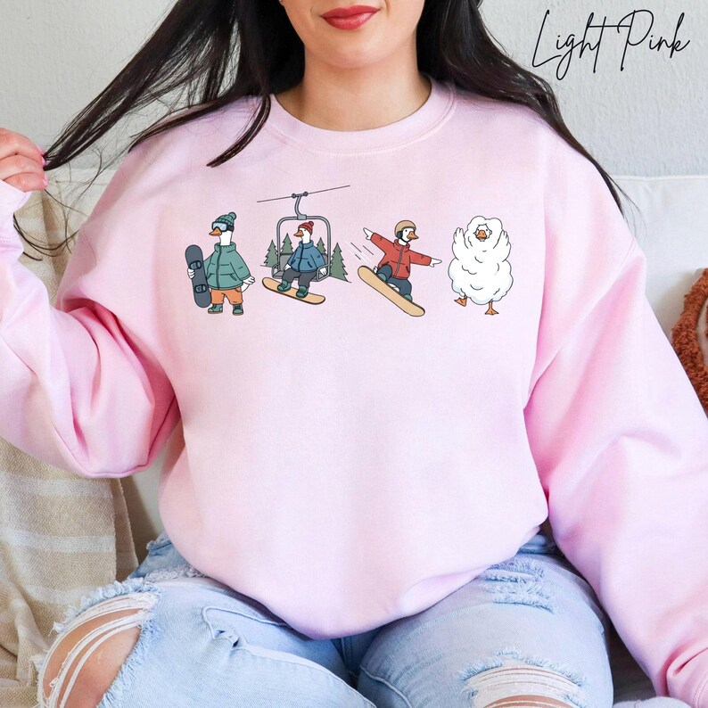 Funny Snowboarding Goose Sweatshirt for Boarder Gift Vintage Winter ...