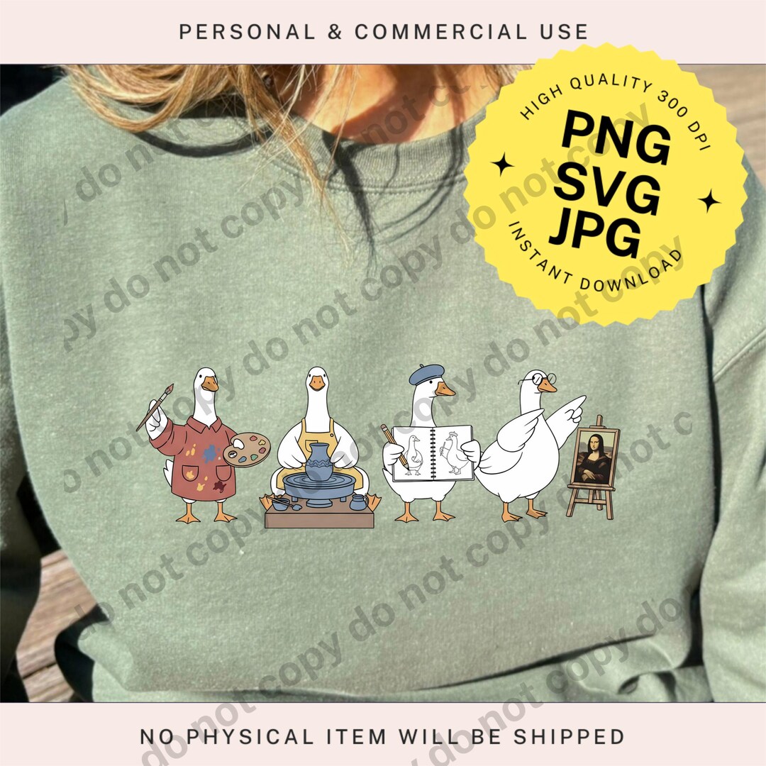 Pottery SVG Png for Ceramic Artist Funny Goose Painter Clipart Vintage ...