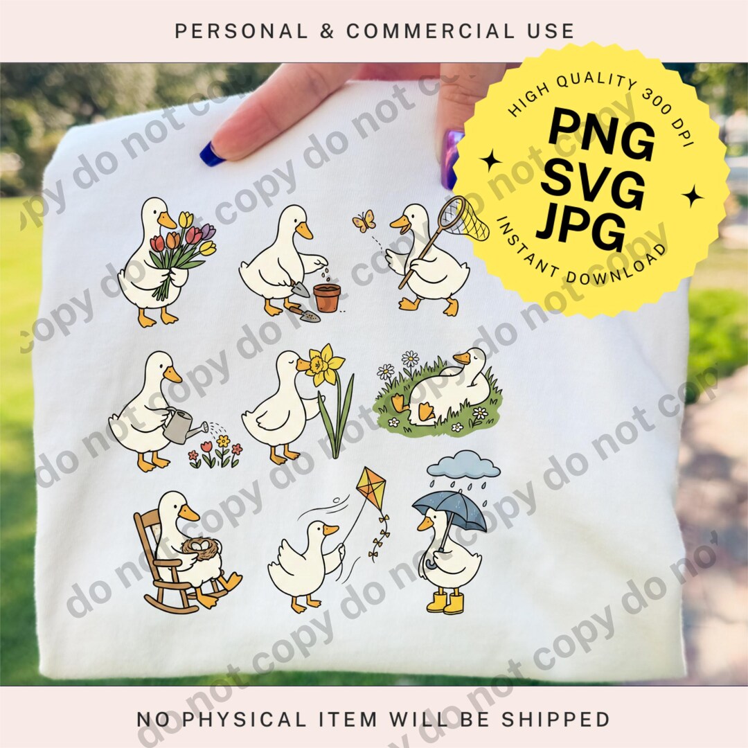 Funny Flower Goose PNG SVG JPG Aesthetic Garden File Floral Art for Diy ...