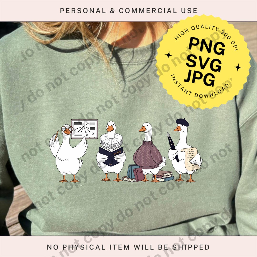 Funny Writer SVG Png for Author Gift Vintage Goose Clipart for Poet ...