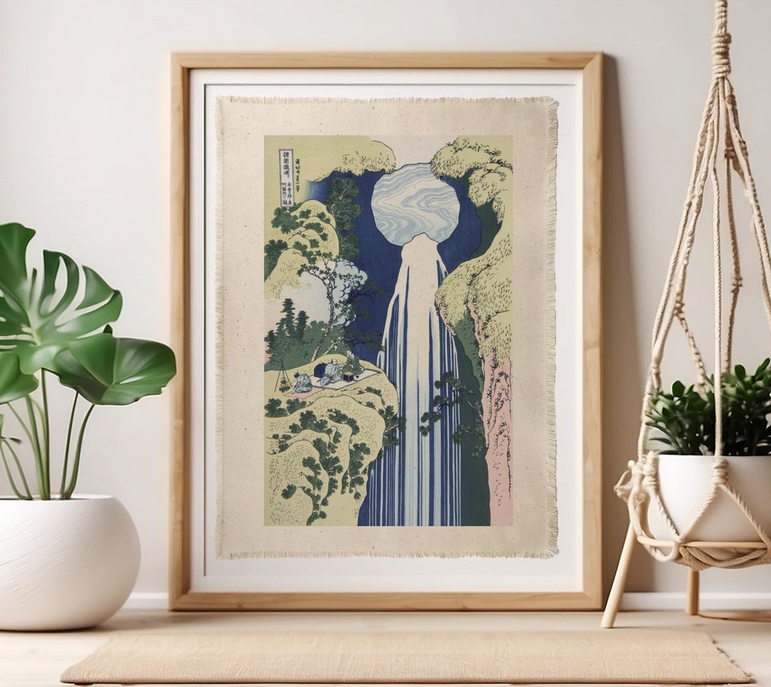 Hokusai Ukiyo-e Japanese Waterfall Canvas Wall Art Landscape Poster ...