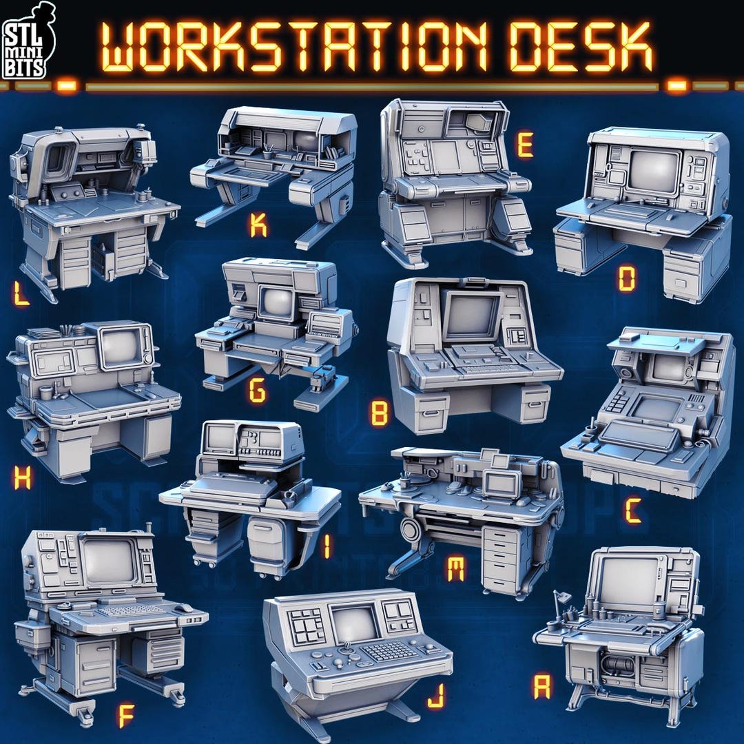 Workstation Desks 32mm (stlminibits) Cyberpunk | Sci-fi Props | Scenery ...