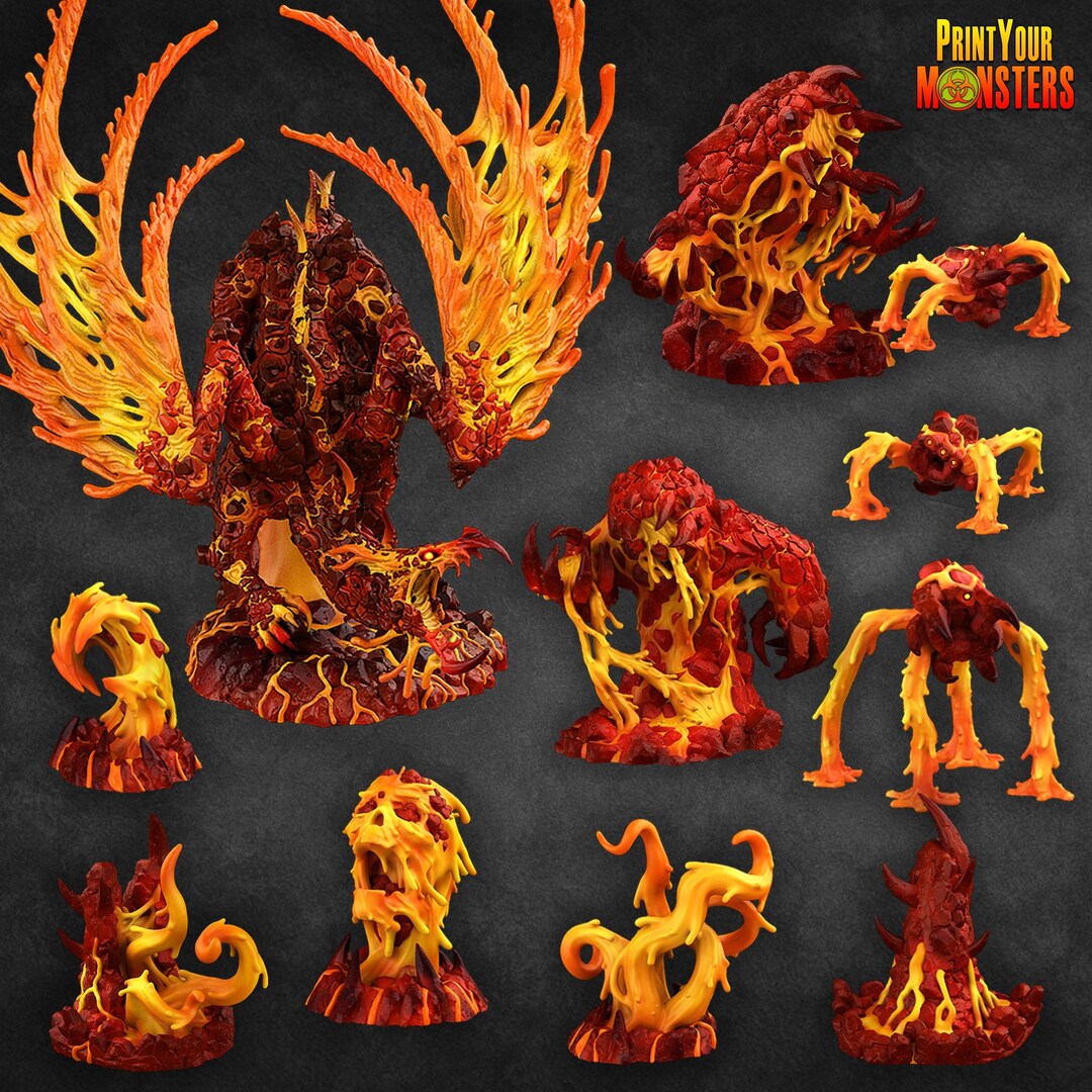 Magma Pack 32mm (printyourmonsters) RPG Set | Fantasy Miniatures | Dnd ...