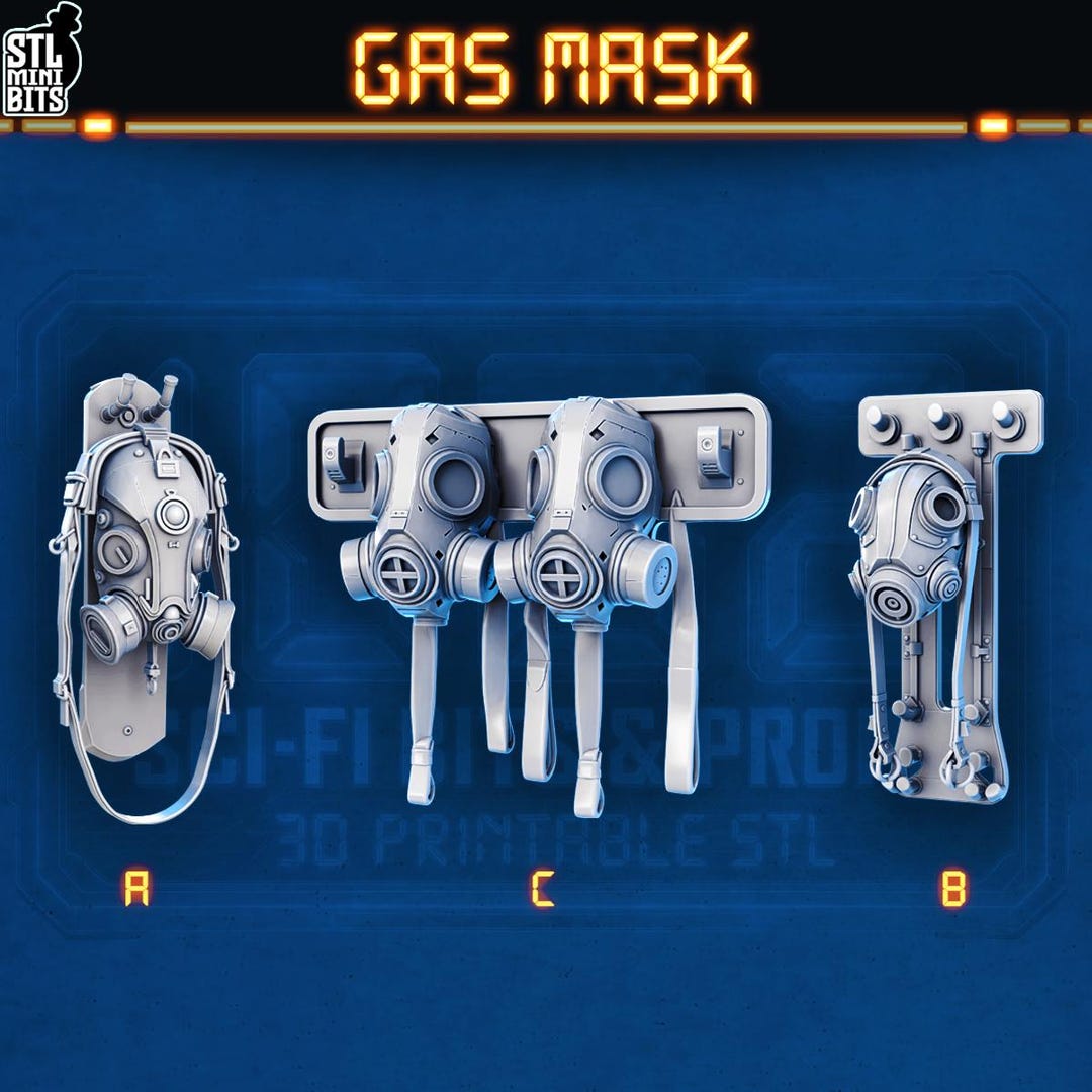 Gas Masks 32mm (stlminibits) Cyberpunk | Sci-fi Props | Scenery Terrain ...