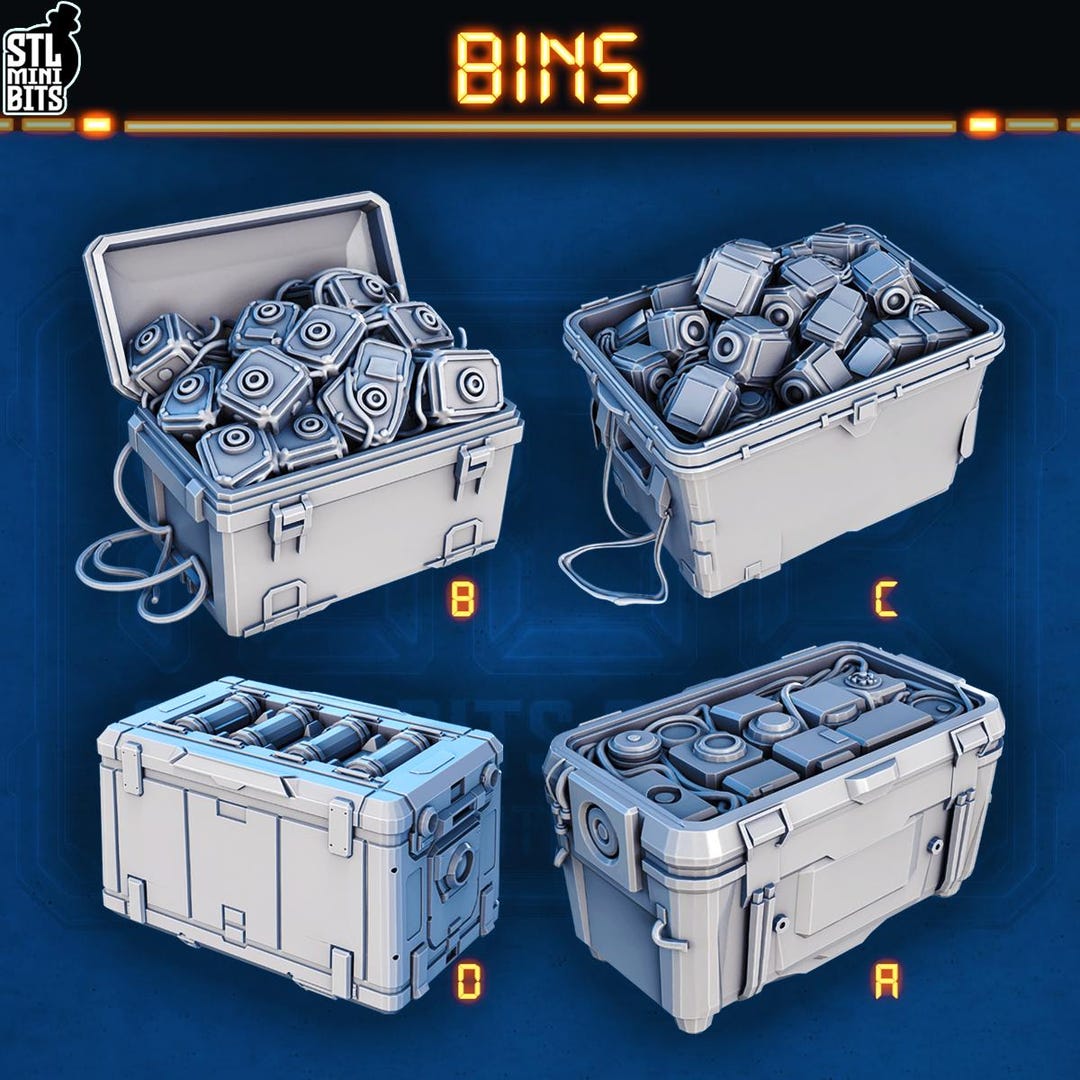 Bins 32mm (stlminibits) Cyberpunk | Sci-fi Props | Scenery Terrain ...