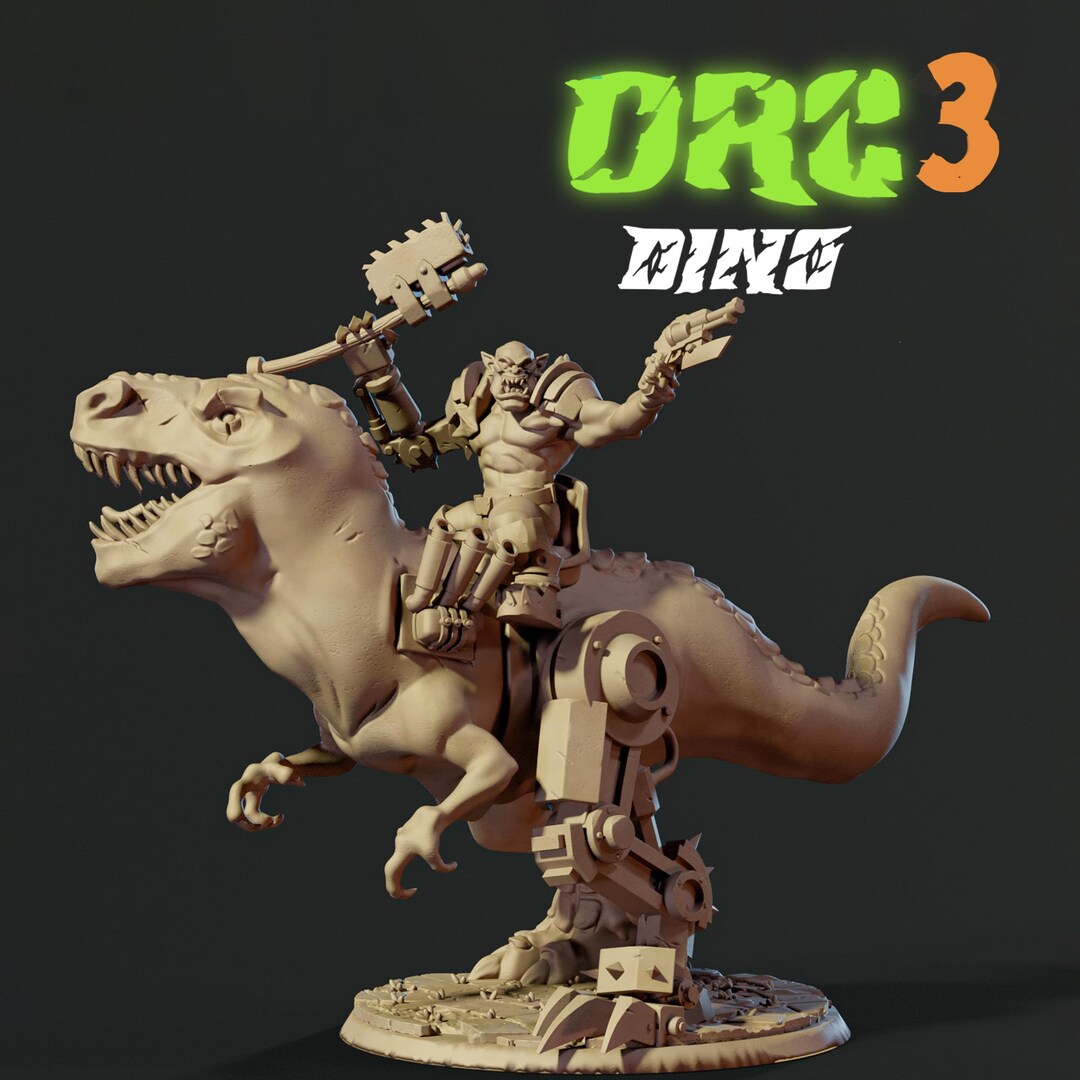 Orc T-rex Rider 32mm (dinoworld) Dinosaur Miniatures | RPG Set | Scifi ...