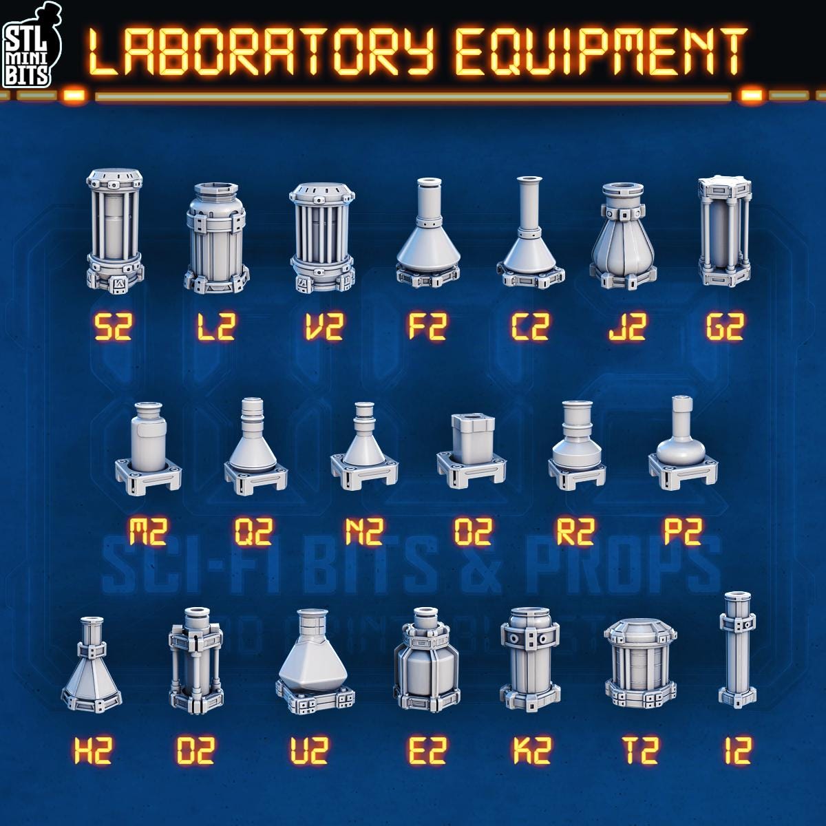 Laboratory (74 Pieces) 32mm (stlminibits) Cyberpunk | Sci-fi Props ...