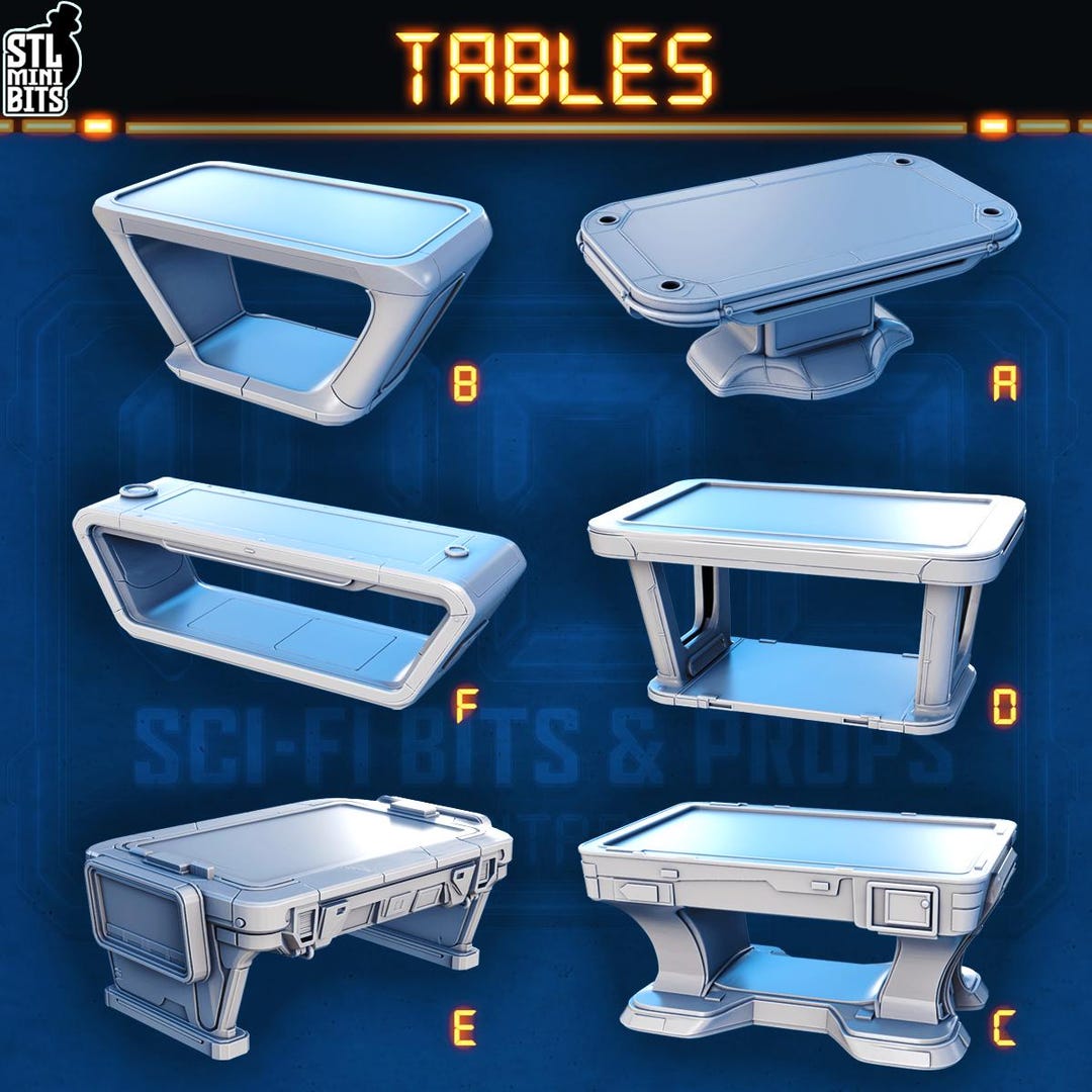 Tables 32mm (stlminibits) Cyberpunk | Sci-fi Props | Scenery Terrain ...