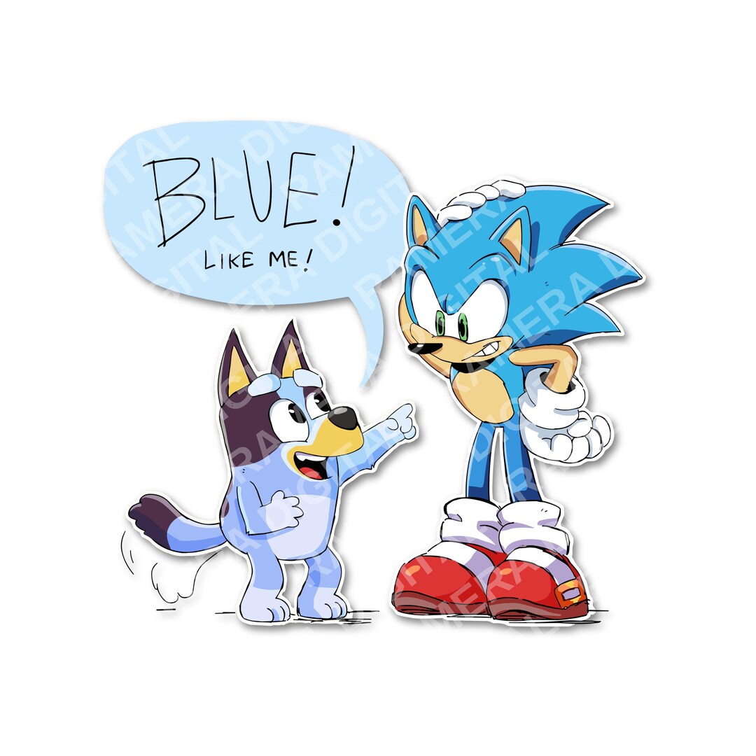 Bluey Dog and Sonic SVG PNG Ai Editable Invites Sonic Bluey PNG Designs ...
