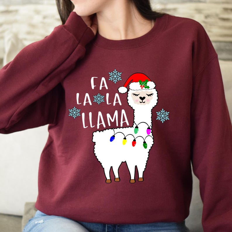 Funny Llama Christmas Digital Clipart - Fa La La Lama PNG Design for ...