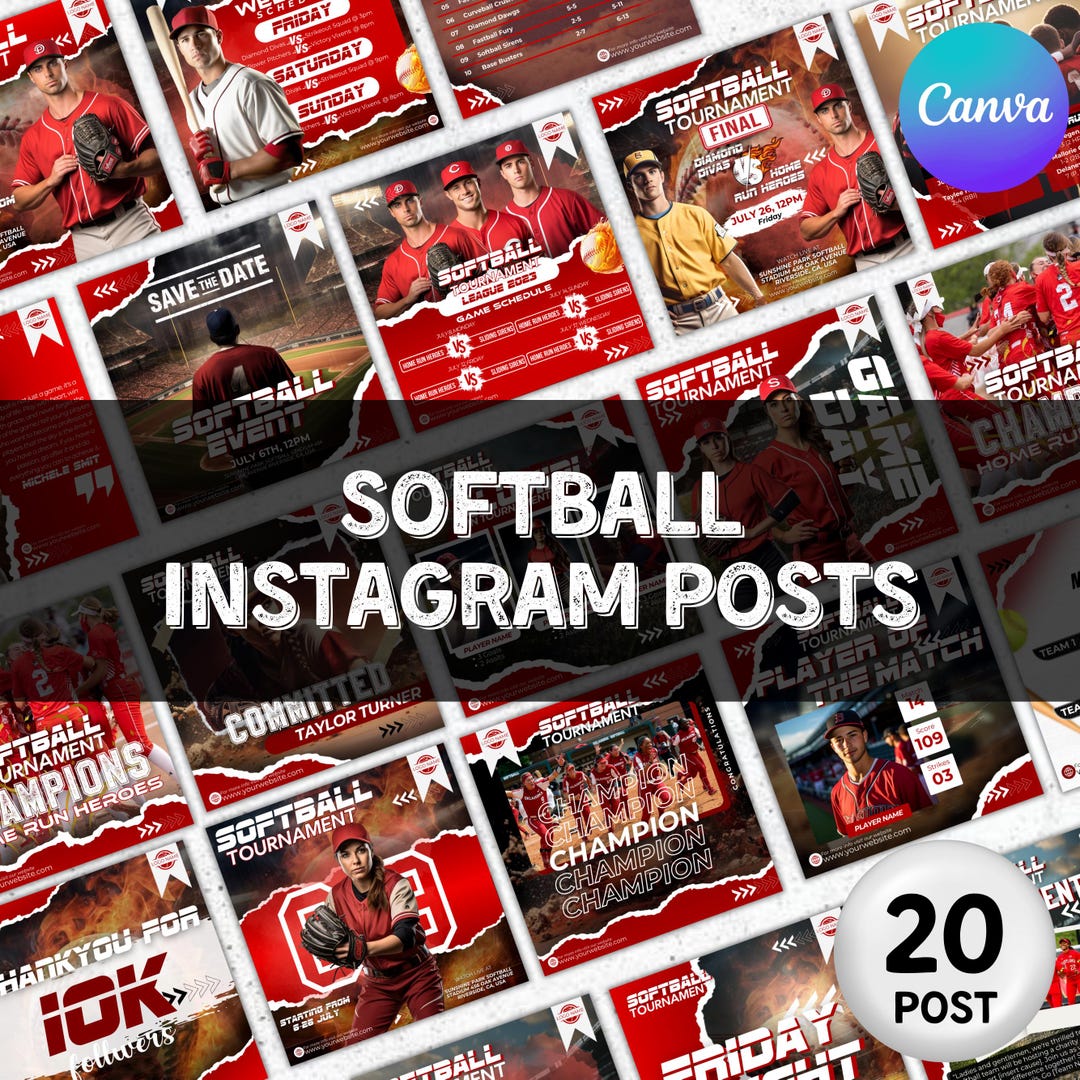 Softball Social Media Kit, Softball Instagram Templates, Softball ...