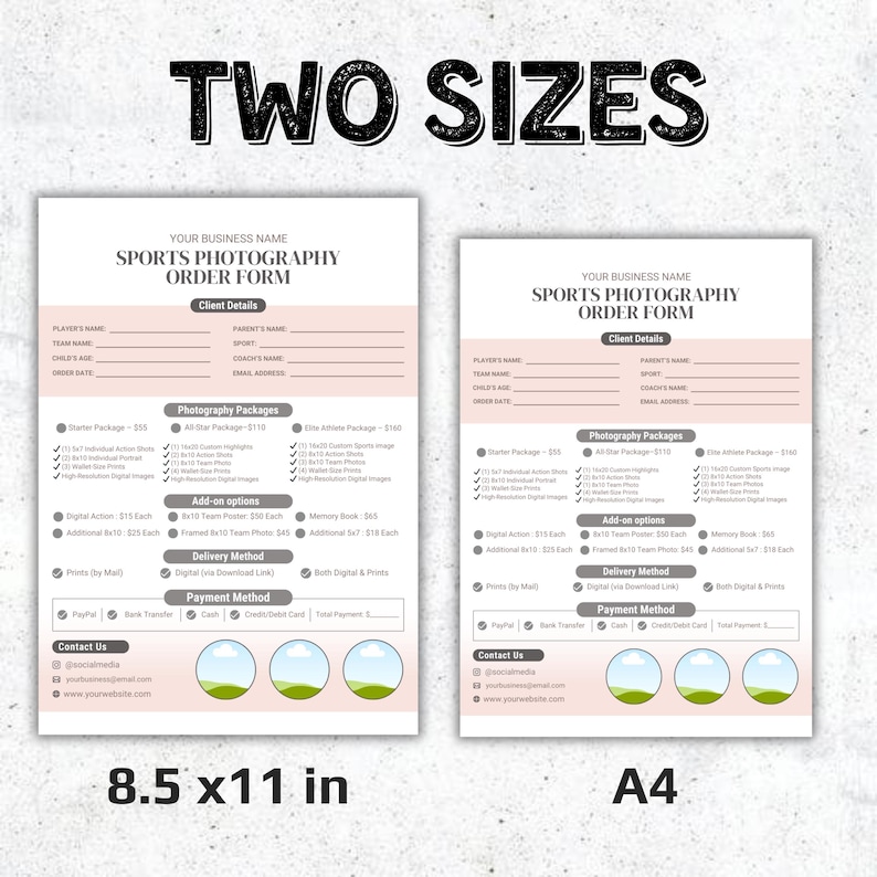 Sports Photography Order Form Template, Editable School Photography ...