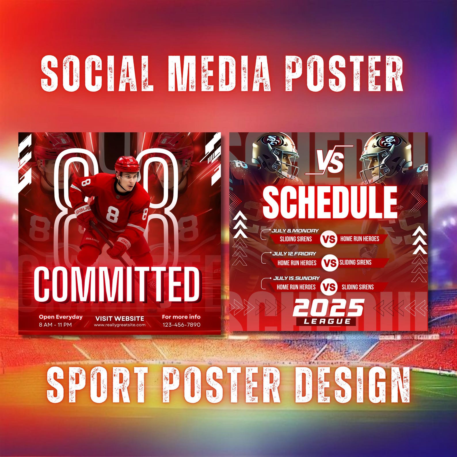 Canva Sports Social Media Templates, Softball Tournament Gameday ...