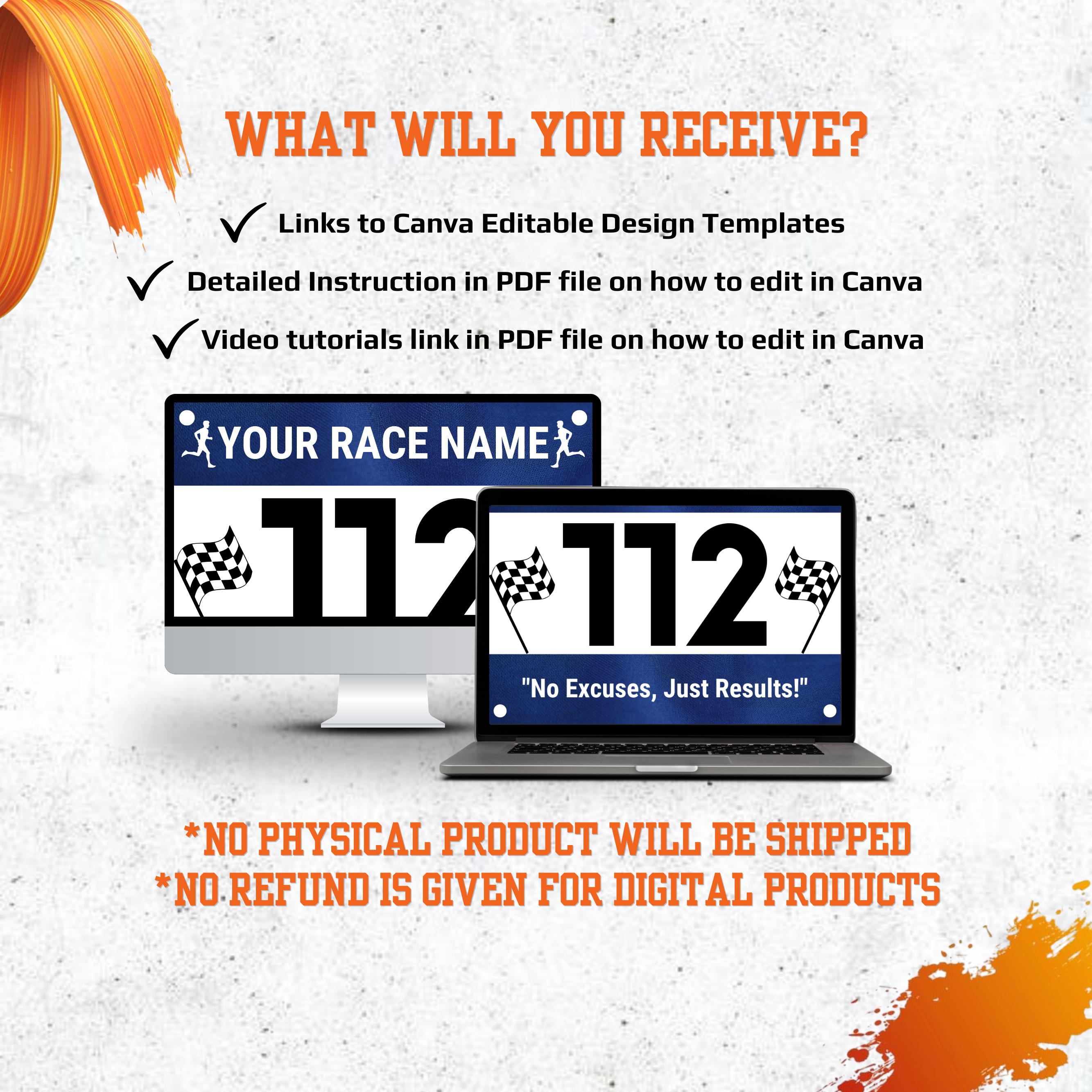 Printable Race Bib Template Bundle, Custom Race Bib, Racing Bib ...