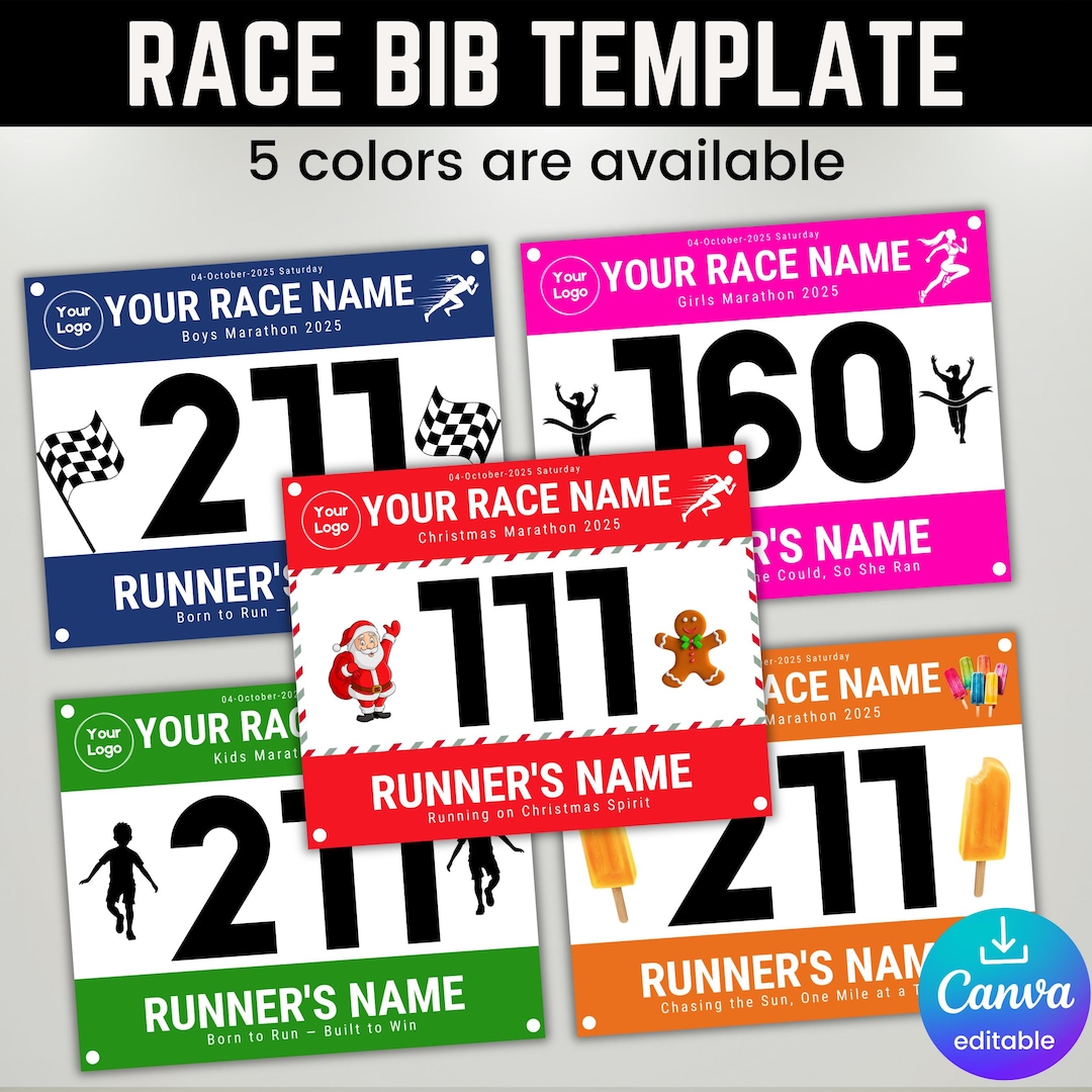 Race Bibs Template, Custom Race Bib, Printable Racing Bib, Running Race ...
