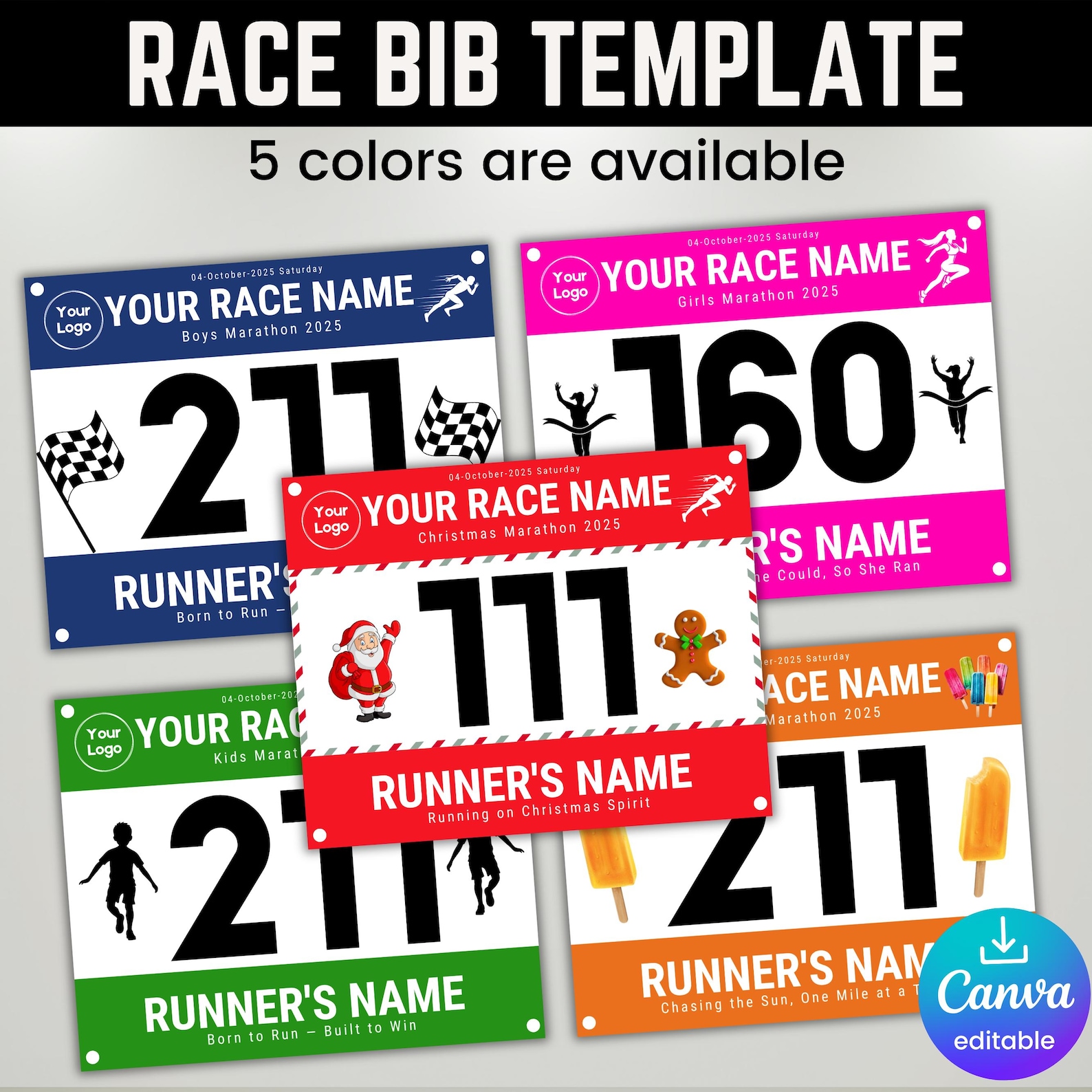 Race Bibs Template, Custom Race Bib, Printable Racing Bib, Running Race ...