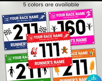 Race Bibs Template, Custom Race Bib, Printable Racing Bib, Running Race ...