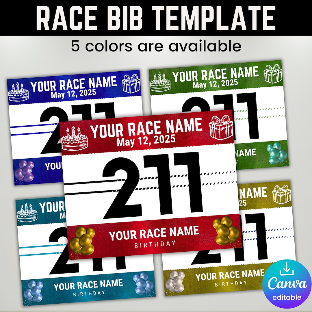 Race Bibs Template, Custom Race Bib, Printable Racing Bib, Running Race ...