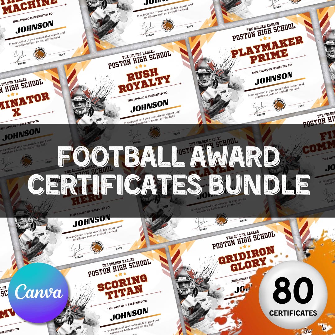 Printable Football Award Certificates | Editable Team Appreciation ...