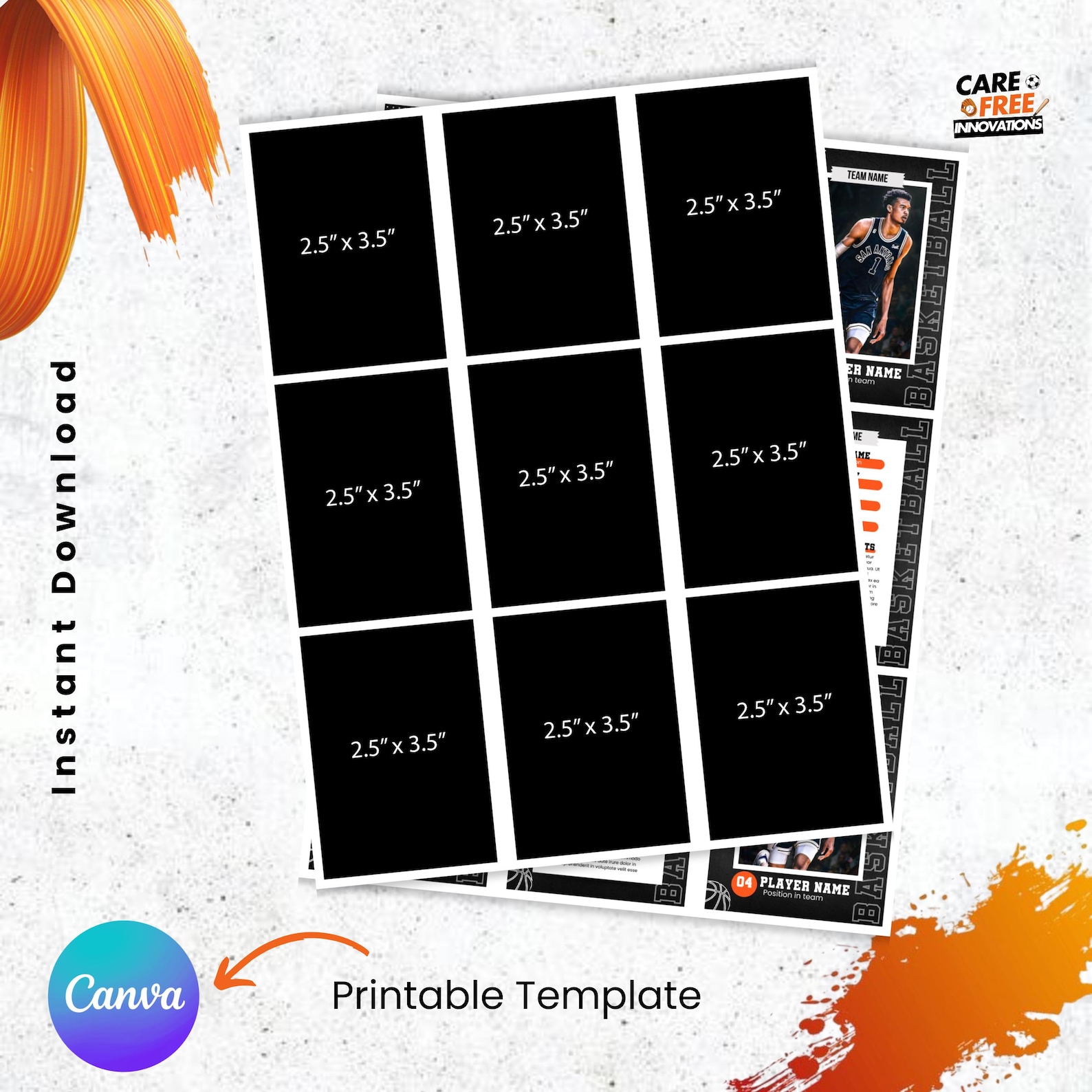 Basketball Trading Card Template, Editable Basketball Cards, Player ...