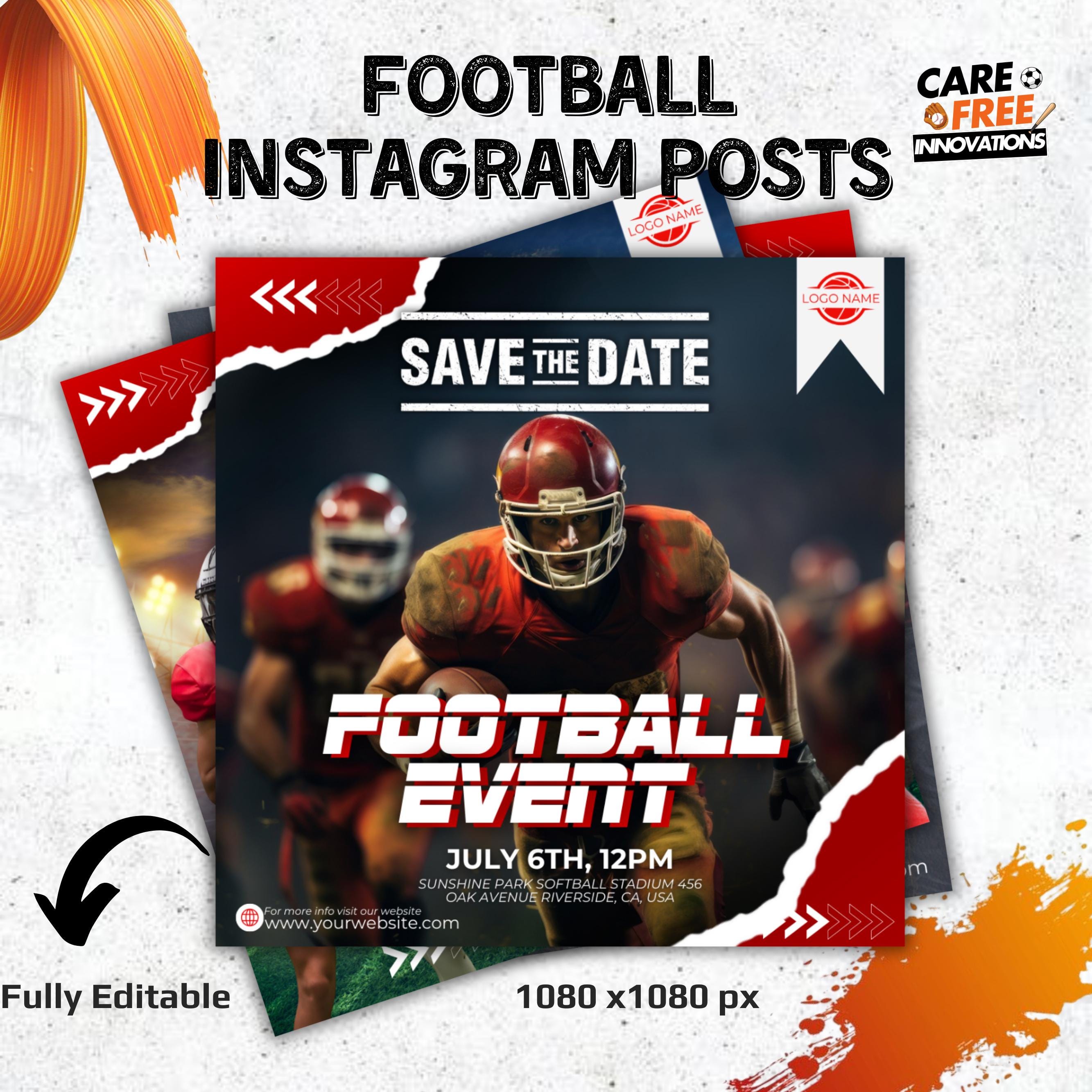 Football Instagram Post Template, Football Schedule Template, Football ...