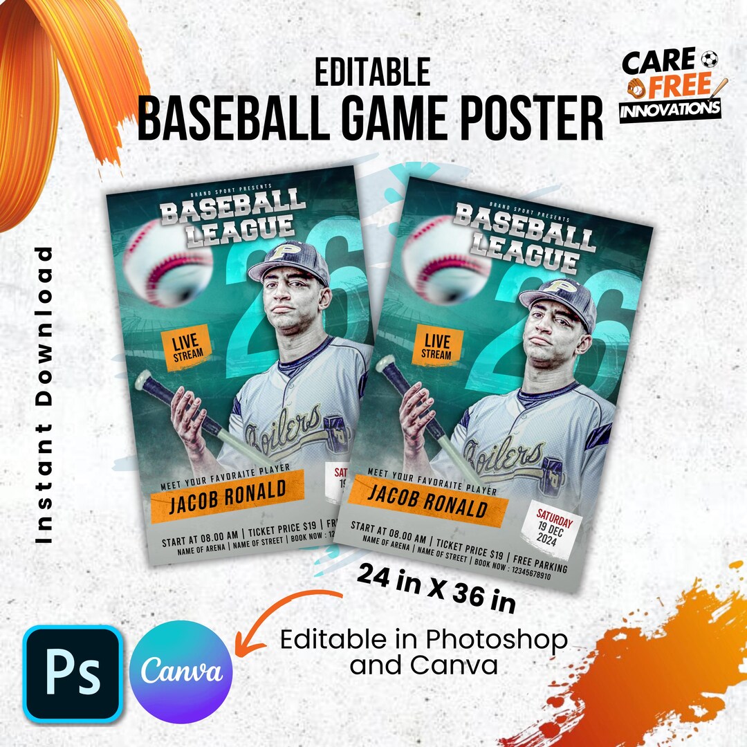 Photoshop Softball Poster Template, Sports Poster Psd Template, Senior ...