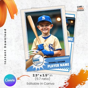 Baseball Card Canva Template, Editable Baseball Trading Card, Sports ...