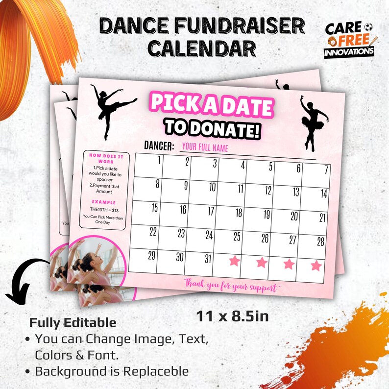 Editable Dance Fundraiser Template, Fill My Dance, Pick a Date to ...