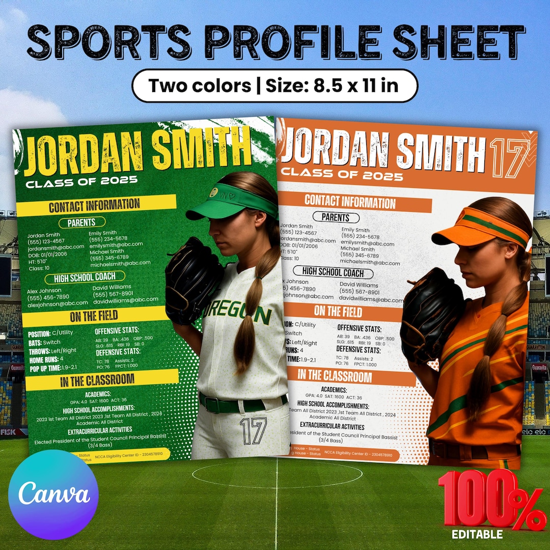 Softball Player Profile, Player Profile for Any Sports, Sports ...