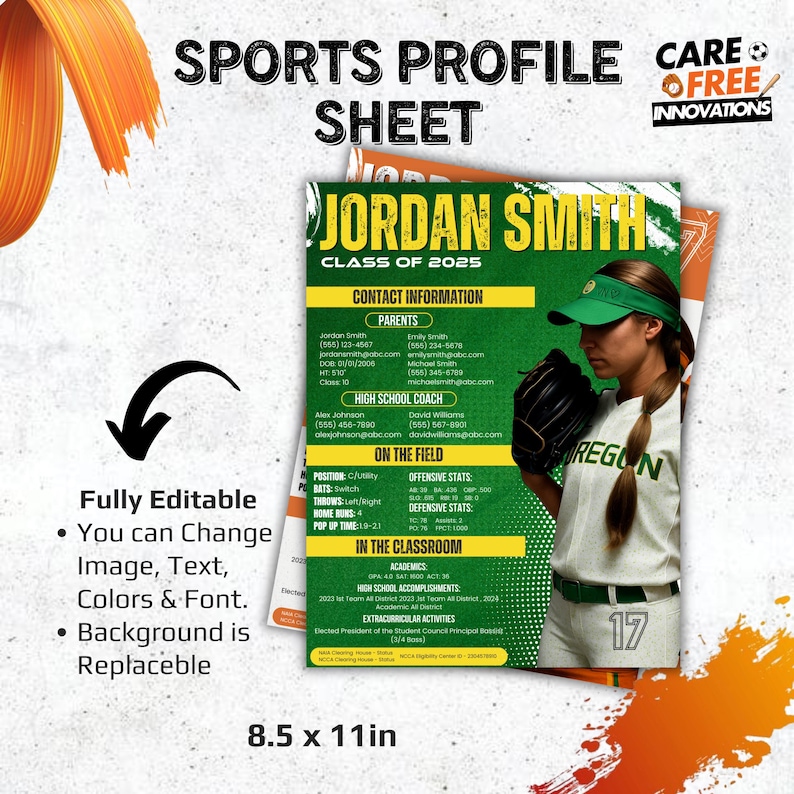Softball Player Profile, Player Profile for Any Sports, Sports ...