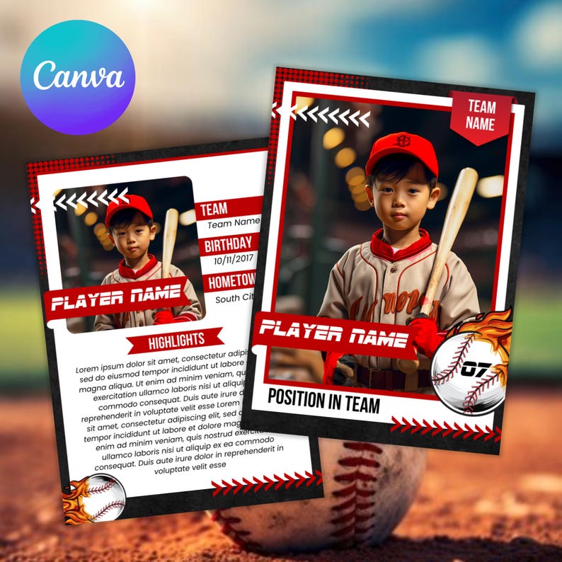 Baseball Card Canva Template, Editable Baseball Trading Card, Sports ...