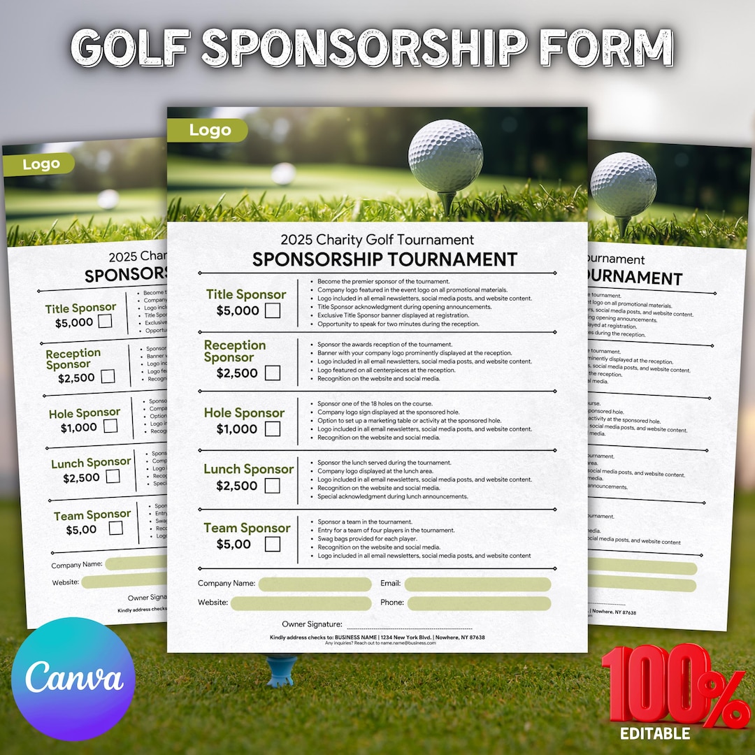 Golf Event Sponsorship Form, Golf Sponsorship Template Golf Fundraiser ...