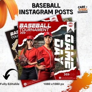 Baseball Instagram Posts Templates, Canva Baseball Templates, Baseball ...