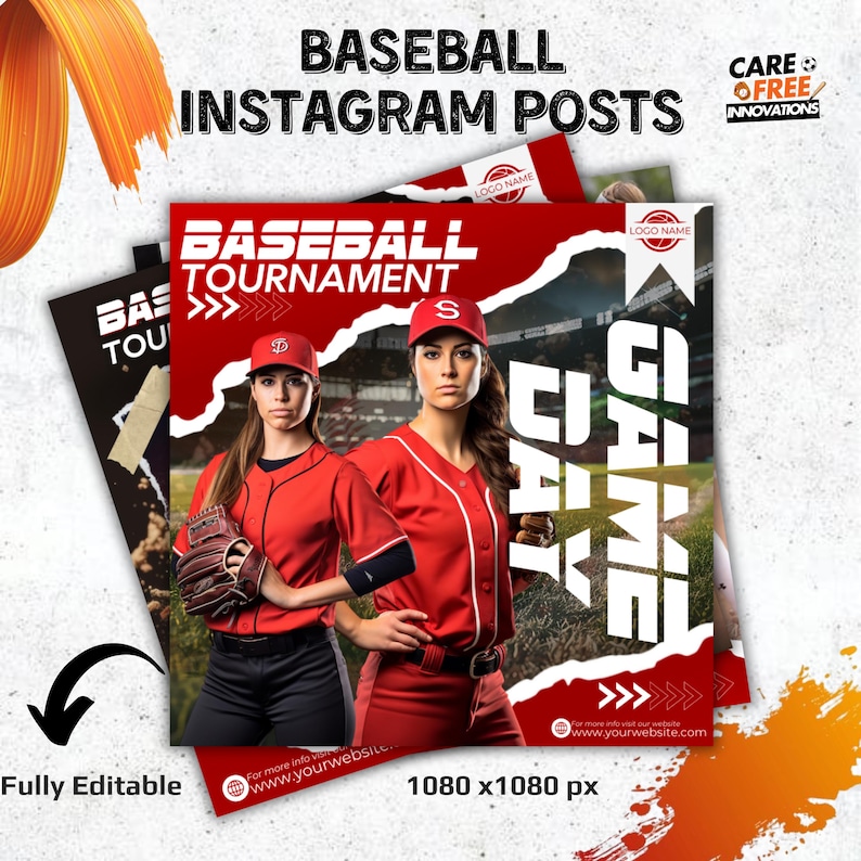 Baseball Instagram Posts Templates, Canva Baseball Templates, Baseball ...
