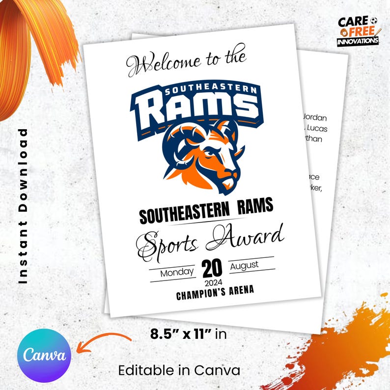 Sports Award Banquet Program Template, Athletic Banquet Program, Sports ...