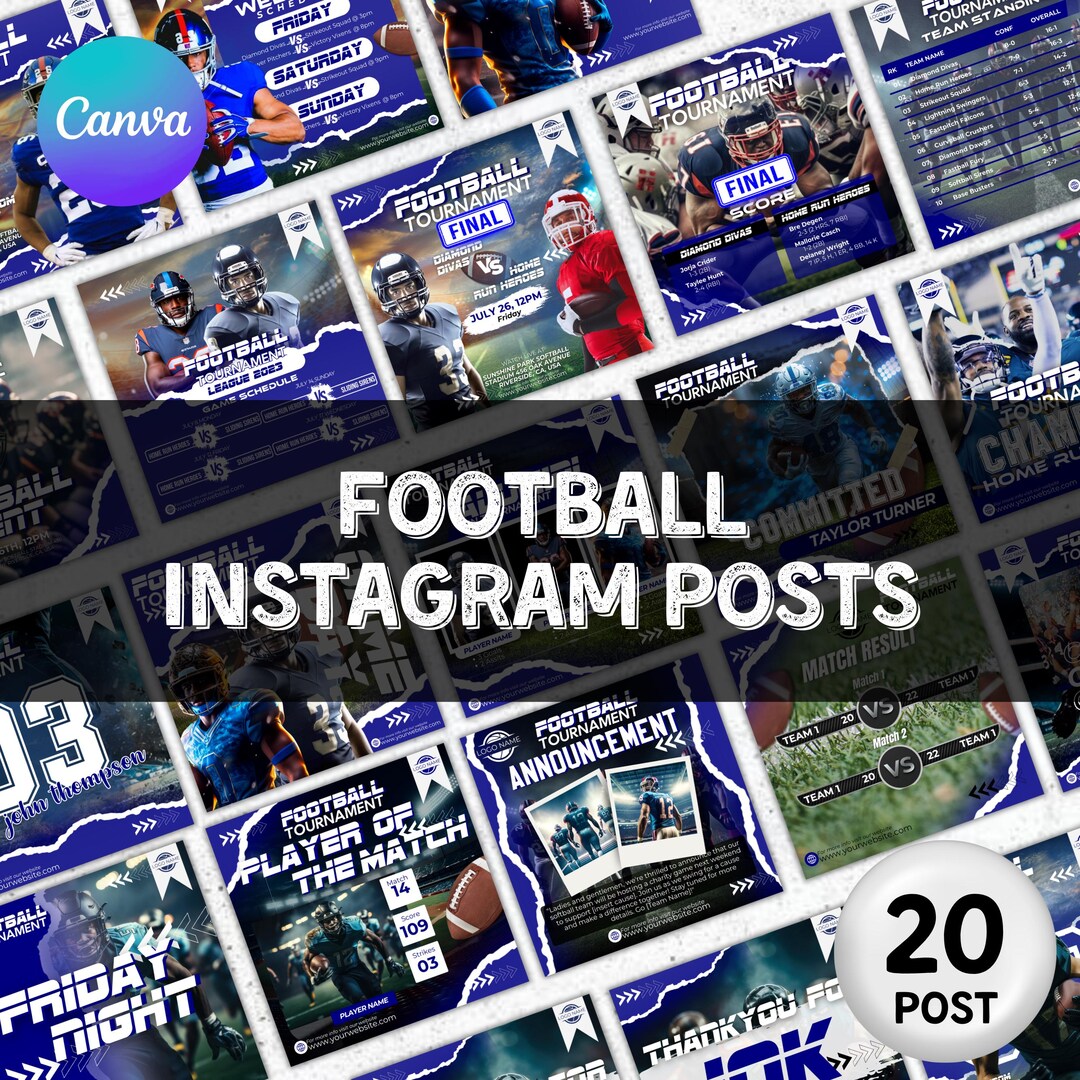 Football Instagram Post Template, Football Schedule Template, Football ...